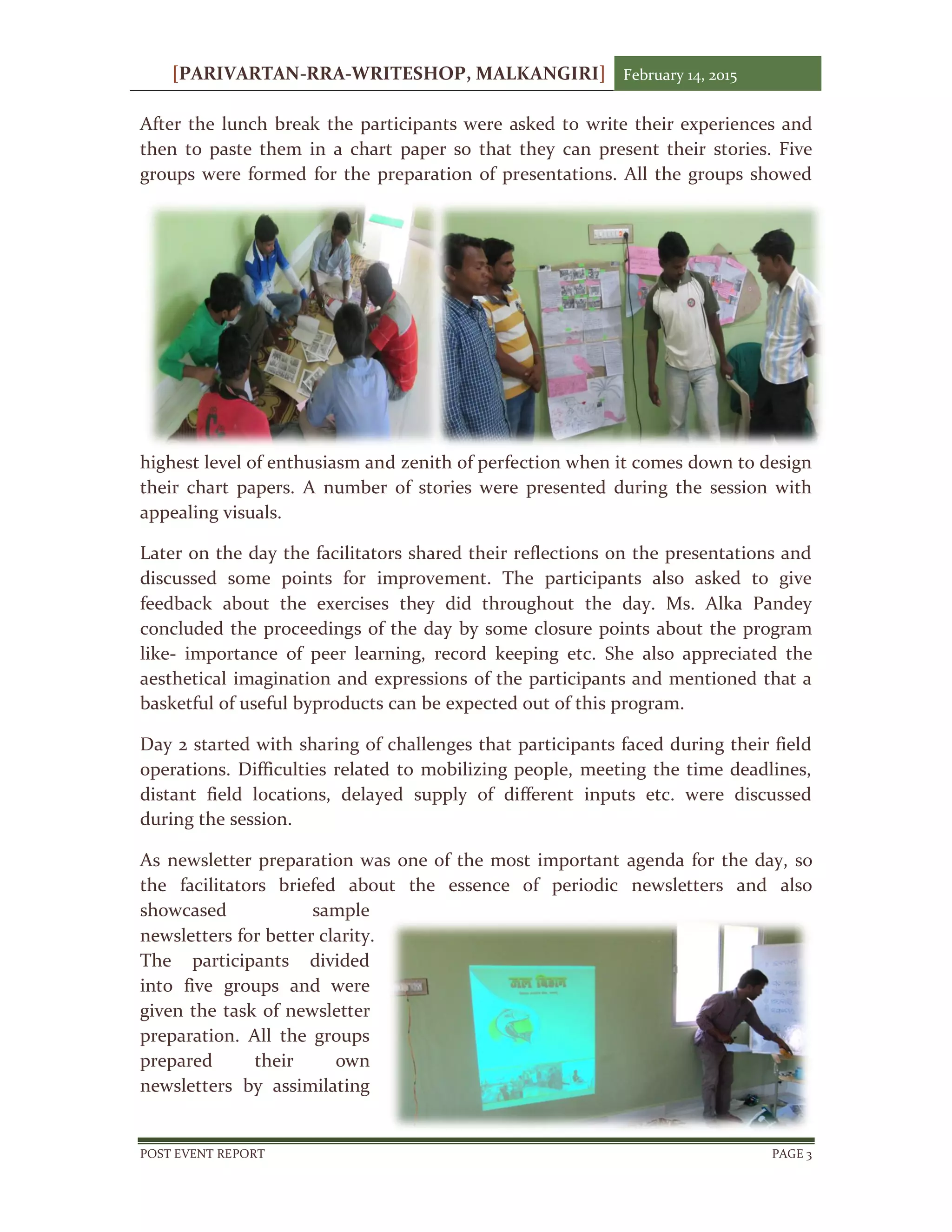 Post event report_Malkangiri_writeshop | PDF