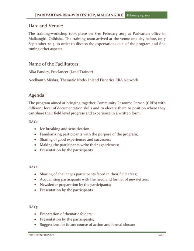 Post event report_Malkangiri_writeshop | PDF