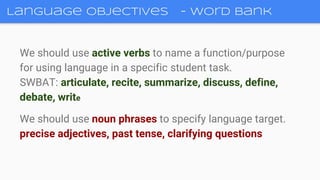 Writing and Using Content and Language Objectives | PPTX