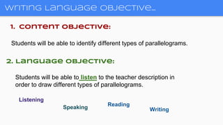 Writing and Using Content and Language Objectives | PPTX