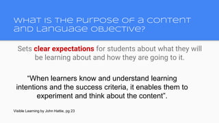 Writing and Using Content and Language Objectives | PPTX