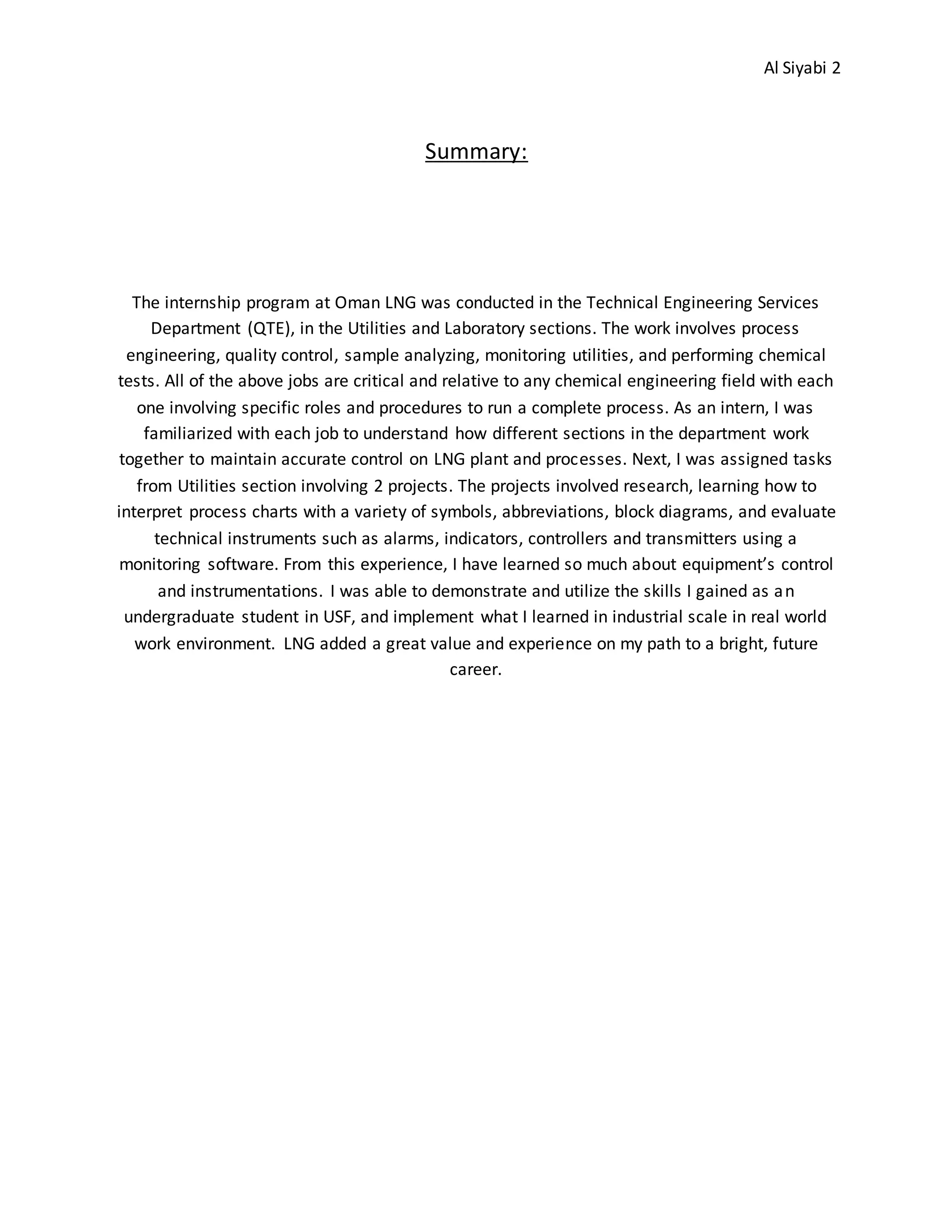 Industrial Internship Report - OLNG | DOCX