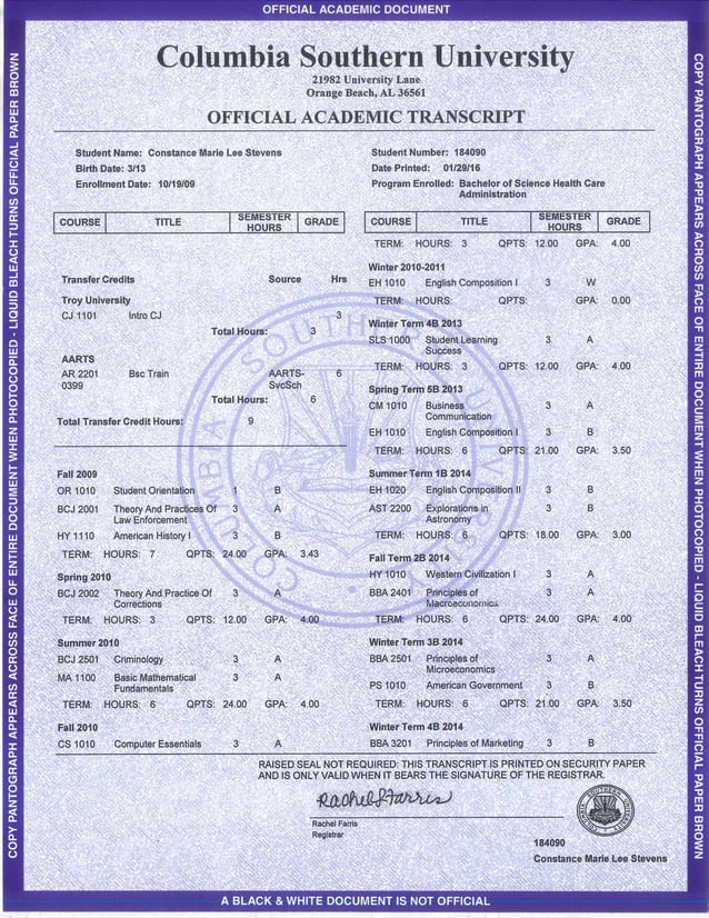 Official Transcript | PDF
