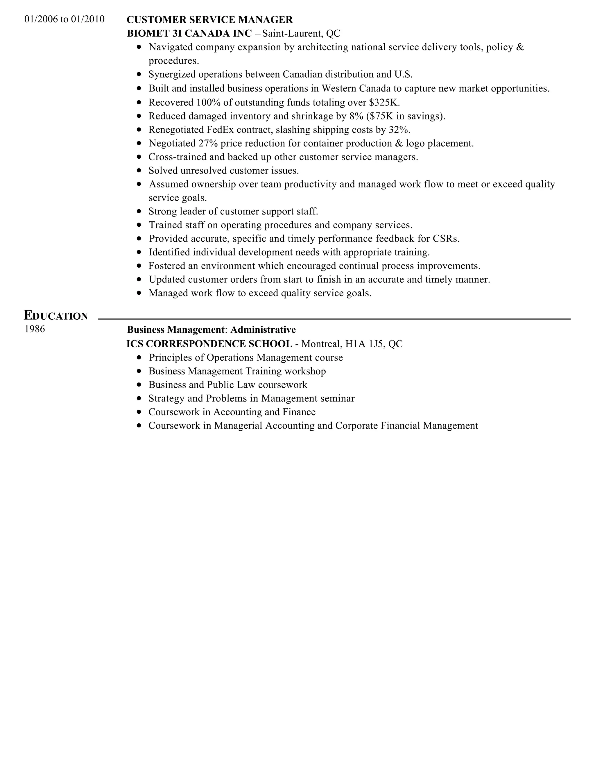 Alain Poulin Resume 1 (1) | PDF | Business Administration | Business