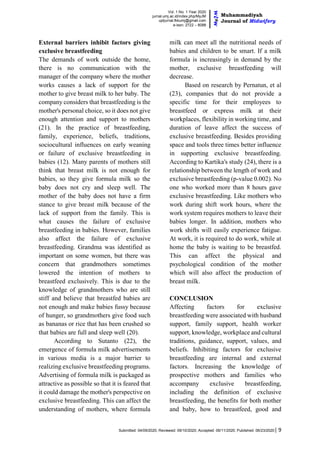 Affecting and Inhibiting Factors for Exclusive Breastfeeding Systematic ...