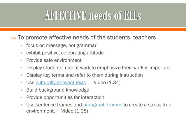 Affective cognitive and linguistic needs of lep students | PPT