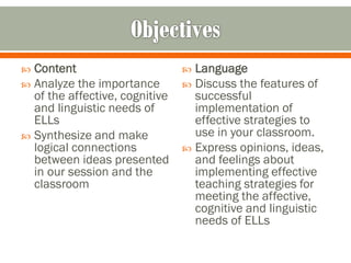 Affective cognitive and linguistic needs of lep students | PPTX
