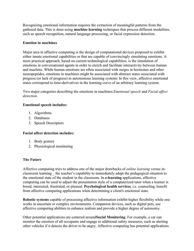 Affective Computing | DOCX | Computing | Technology & Computing