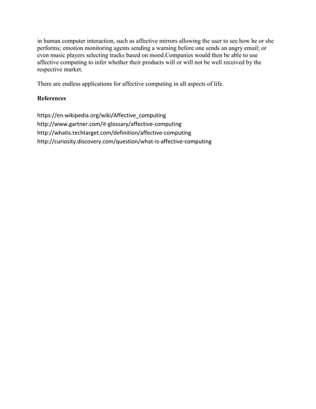 Affective Computing Docx Computing Technology And Computing