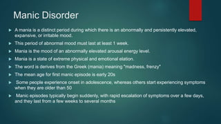 Affective disorders ( MANIA and BIPOLAR DISORDERS) | PPTX | Mental ...