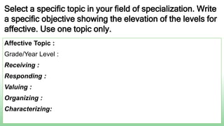 Affective Learning Competencies Educ 7 Assesssment | PPTX