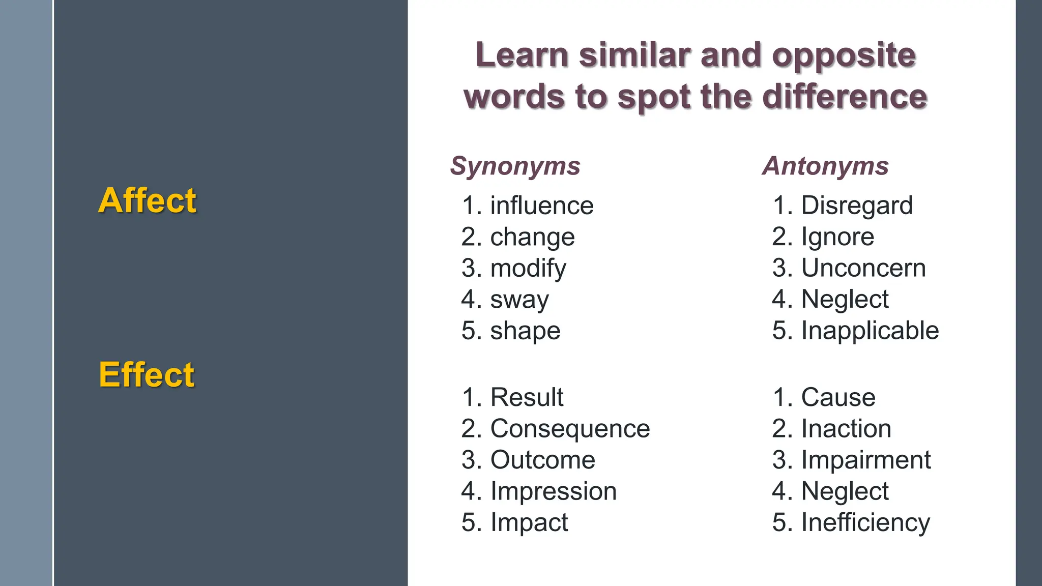 Affect vs Effect is a lesson material in English language | PPTX