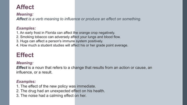 Affect vs Effect is a lesson material in English language | PPTX