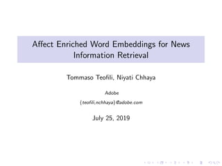 Affect Enriched Word Embeddings for News IR | PDF