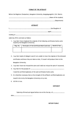 Affidavatformat | PDF