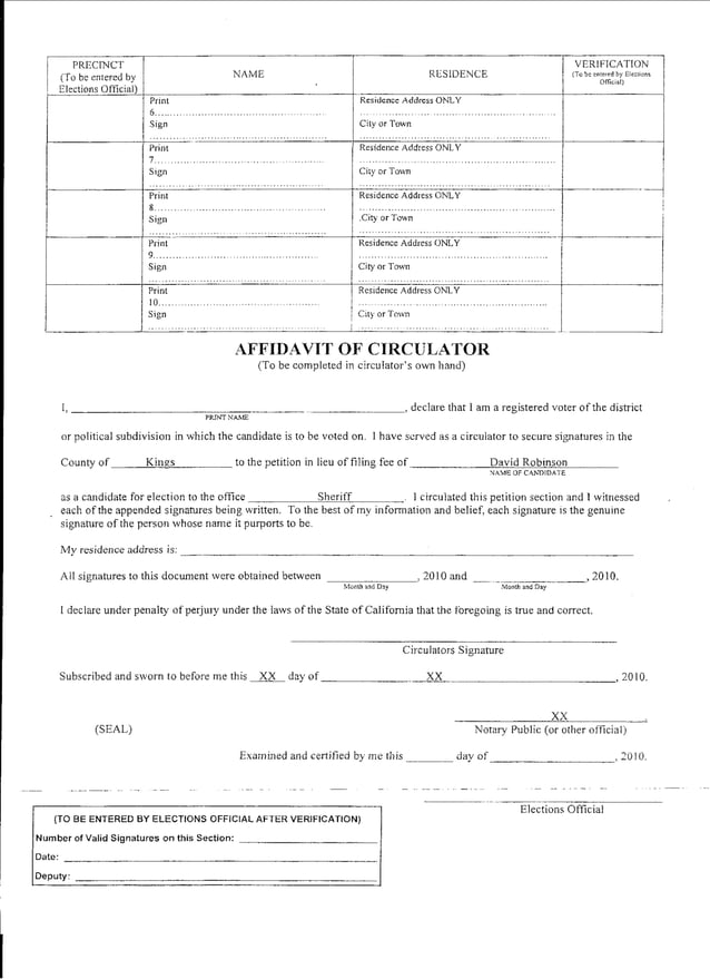 Affidavit Of Circulator | PDF