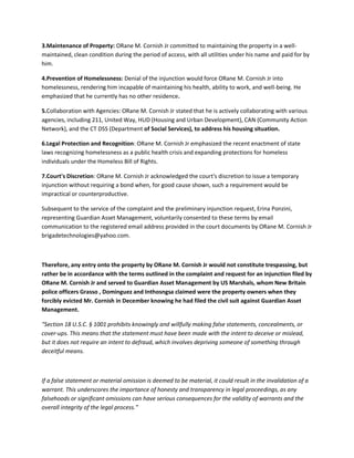 ORane M Cornish affidavit statement for New Britain court proving ...