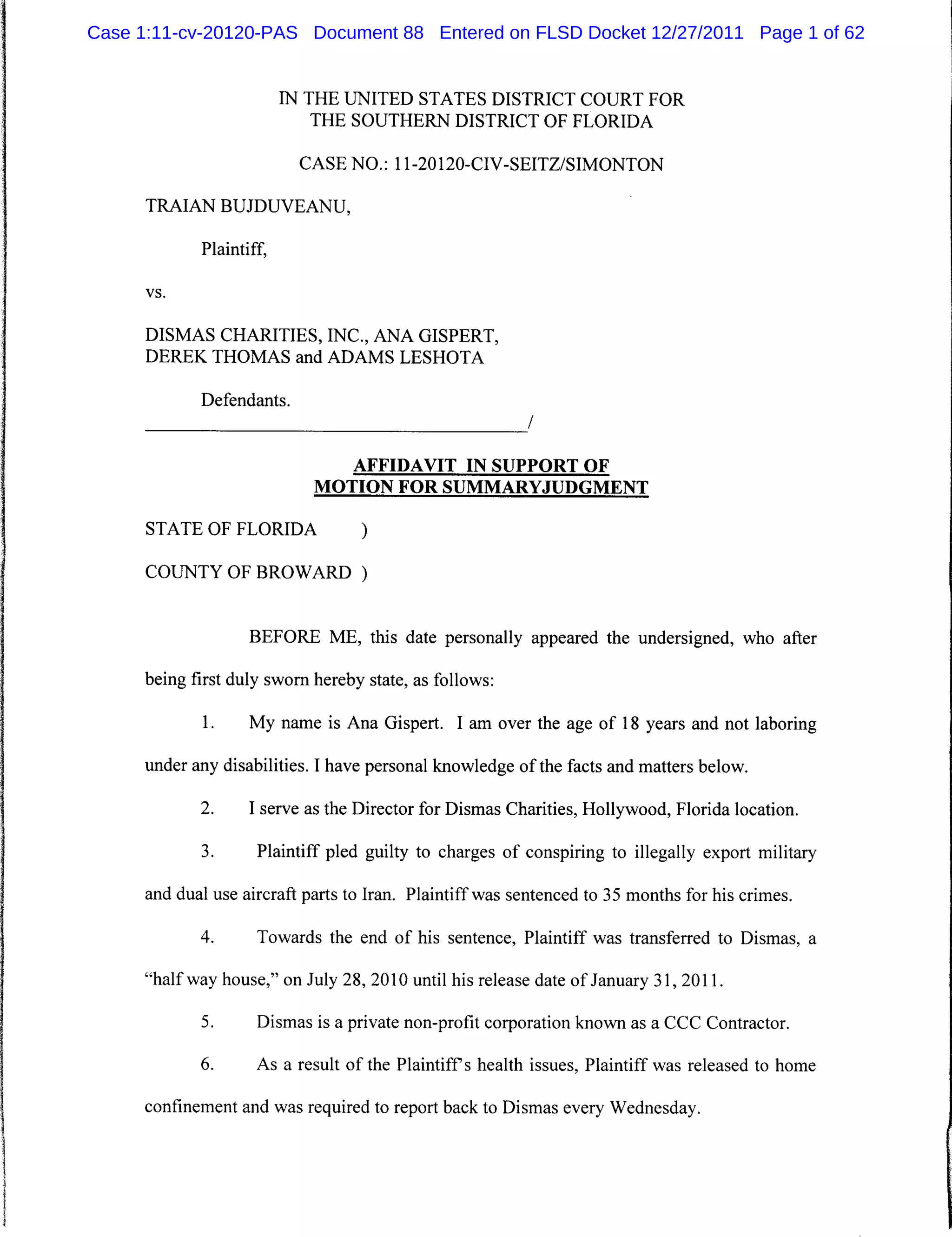 Affidavit in support of motion for summary judgment2 | PDF