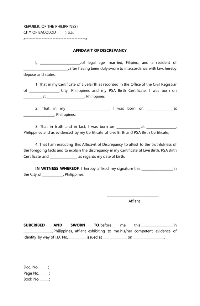 Affidavit of discrepancy | DOCX