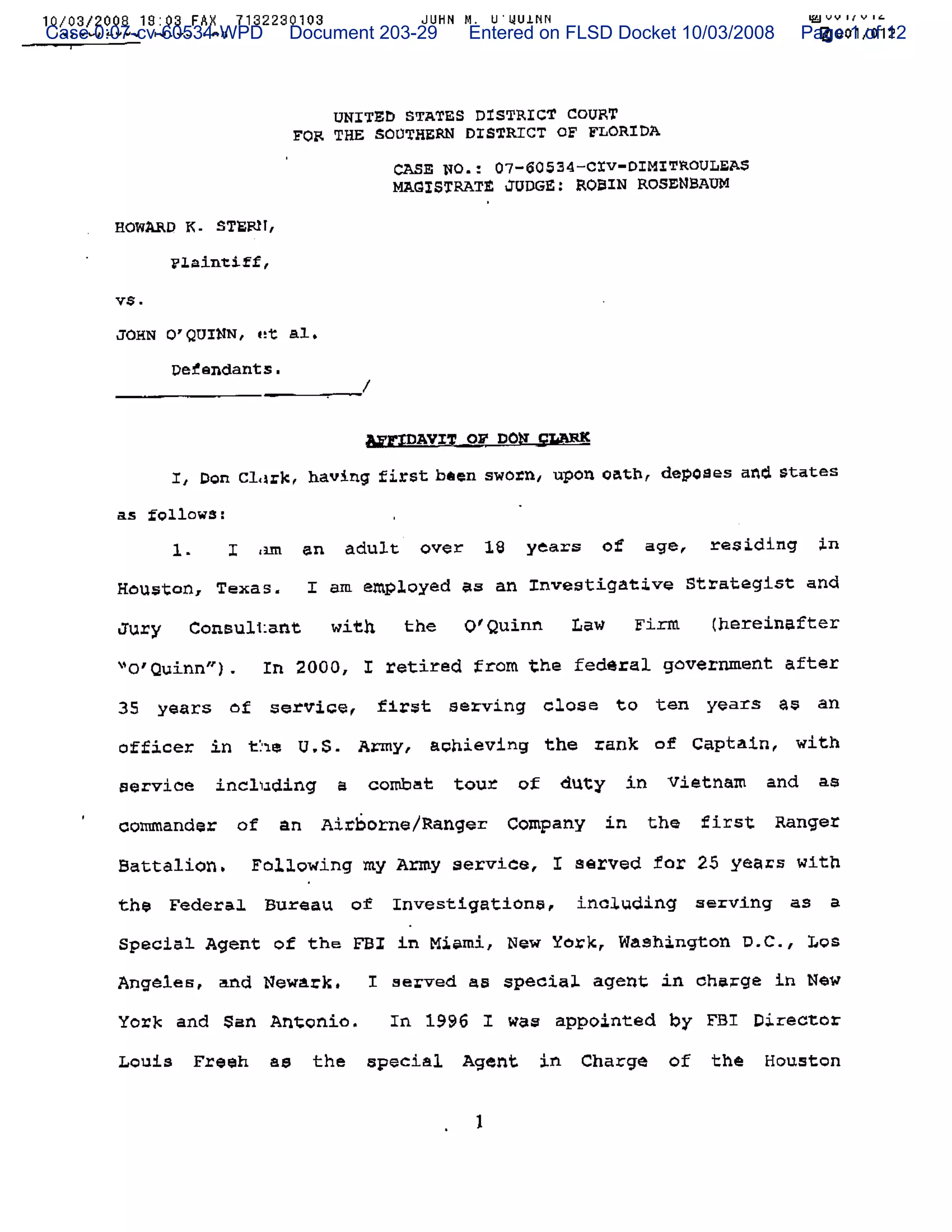 Florida Affidavit Of Don Clark.Exhibit D | PDF