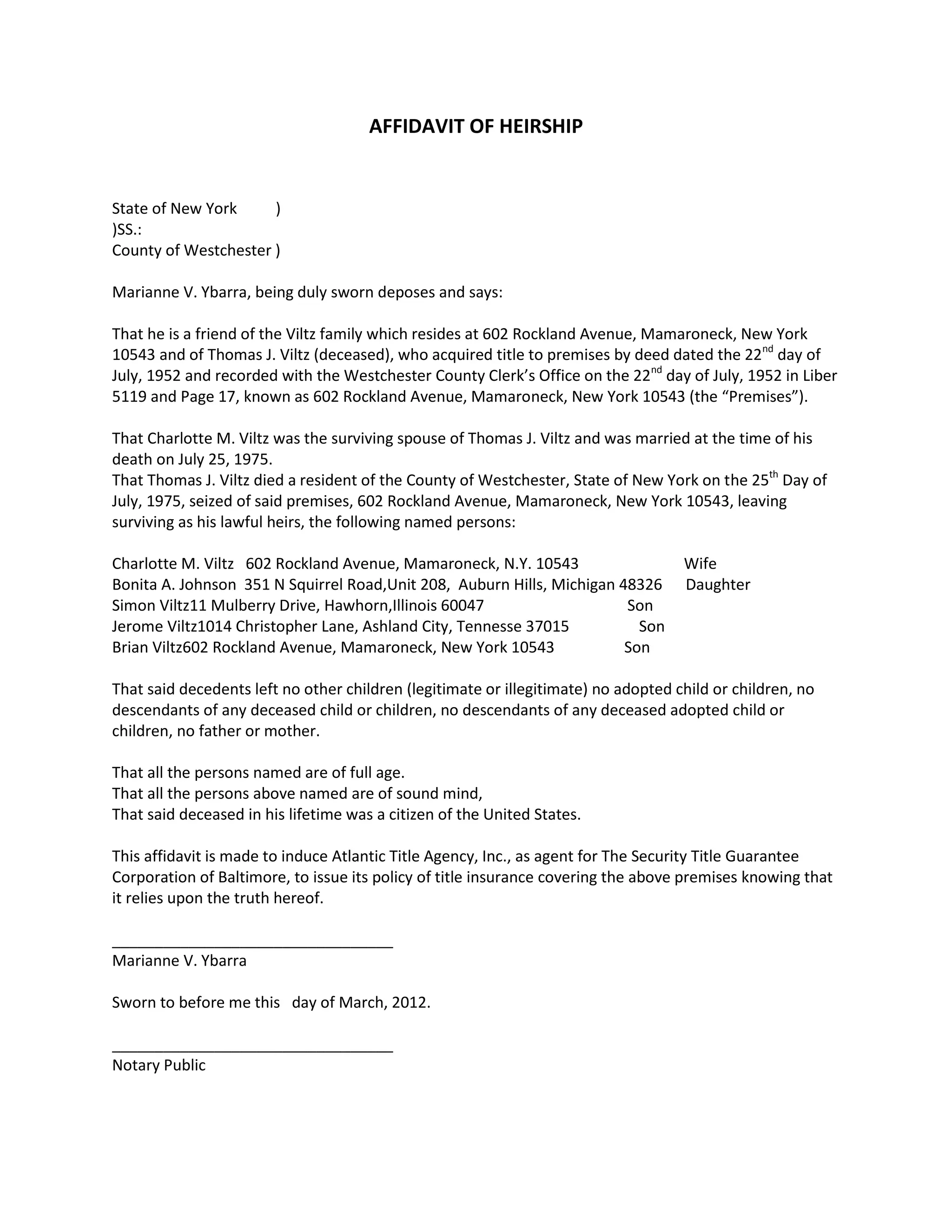 Affidavit of heirship form | DOCX