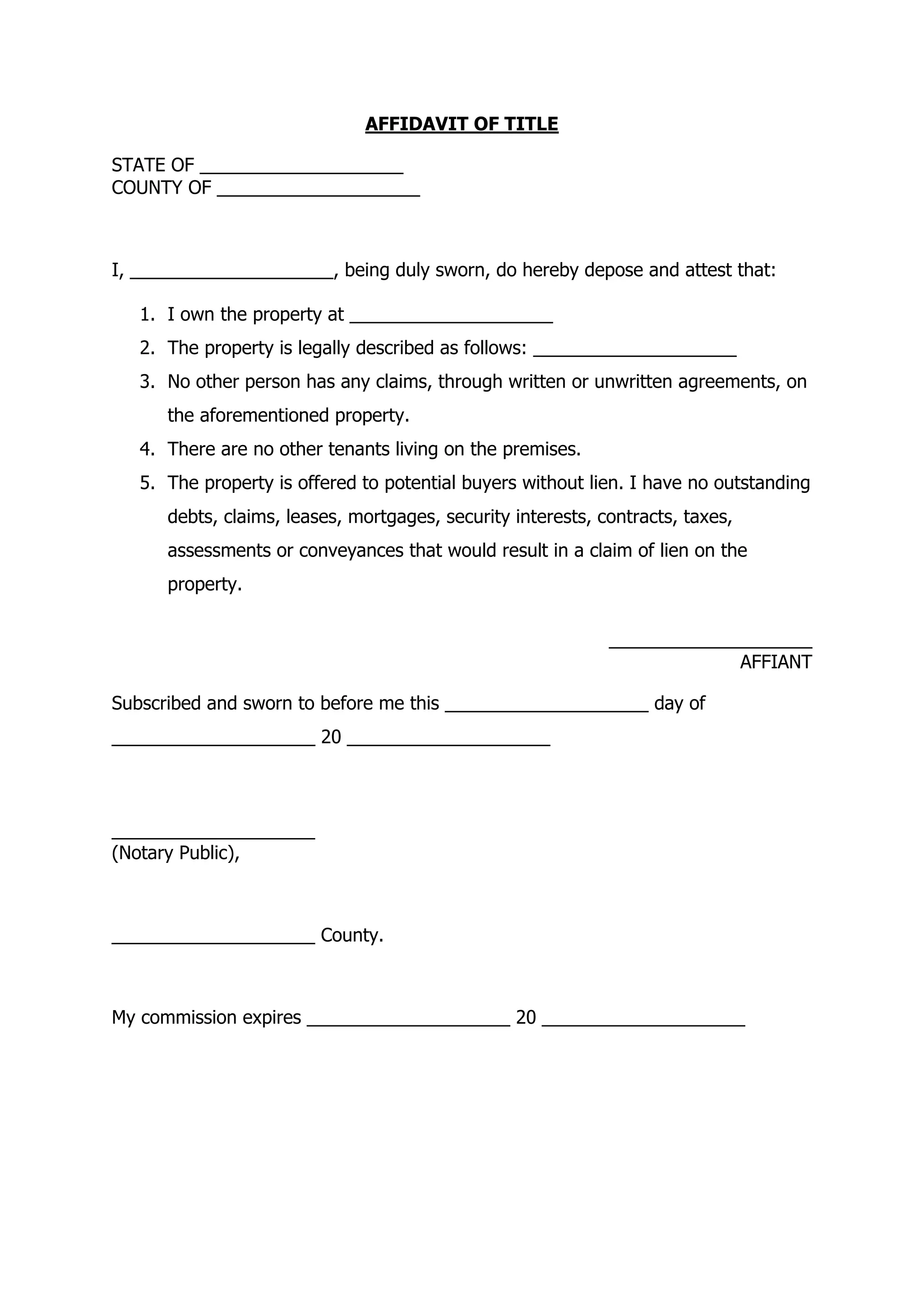 AFFIDAVIT OF TITLE | PDF