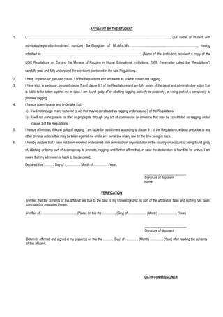 Affidavits and Undertakings | PDF