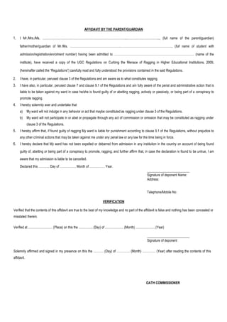 Affidavits and Undertakings | PDF