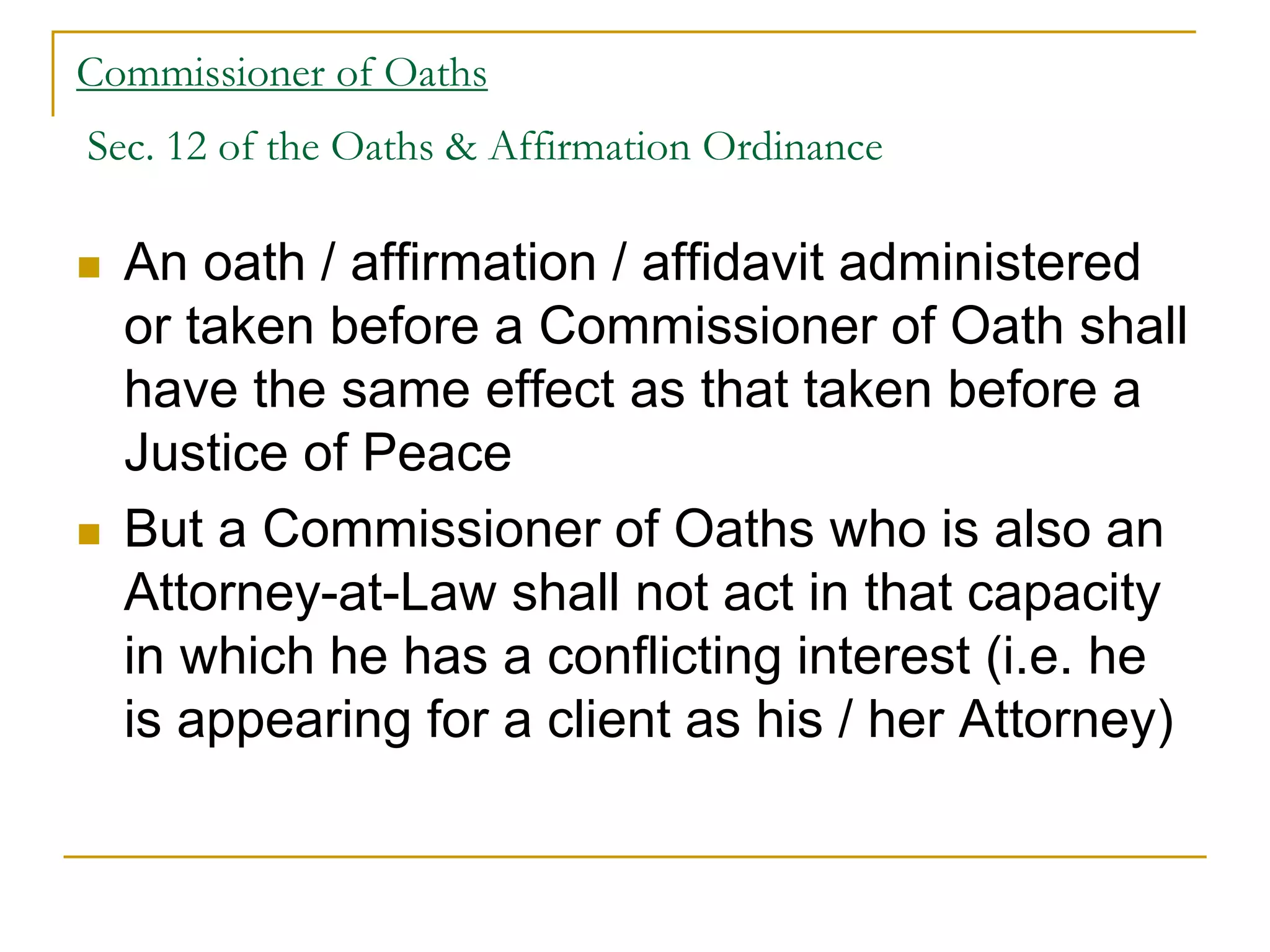 Affidavits, Oaths and Affirmations | PPT