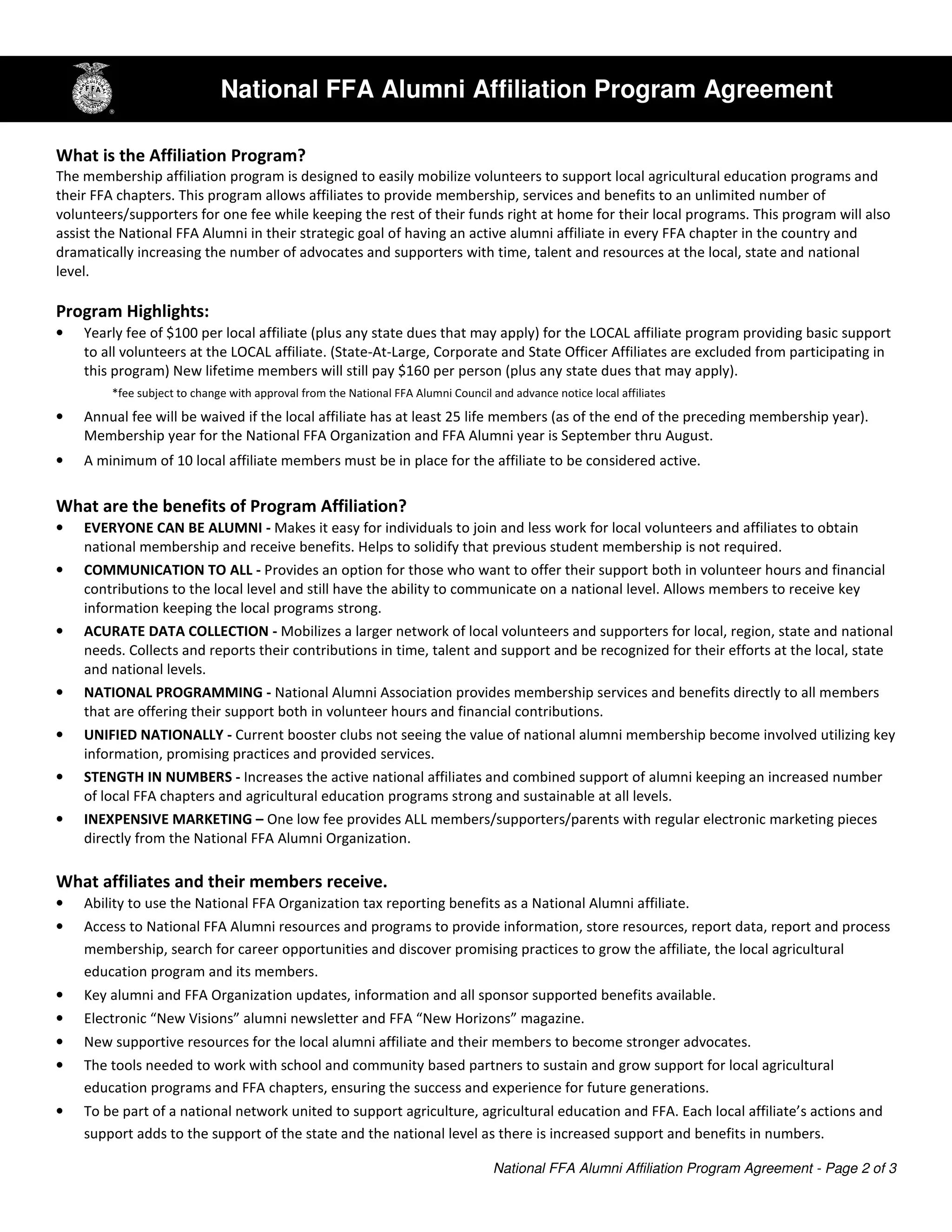 Affiliation program agreement | PDF