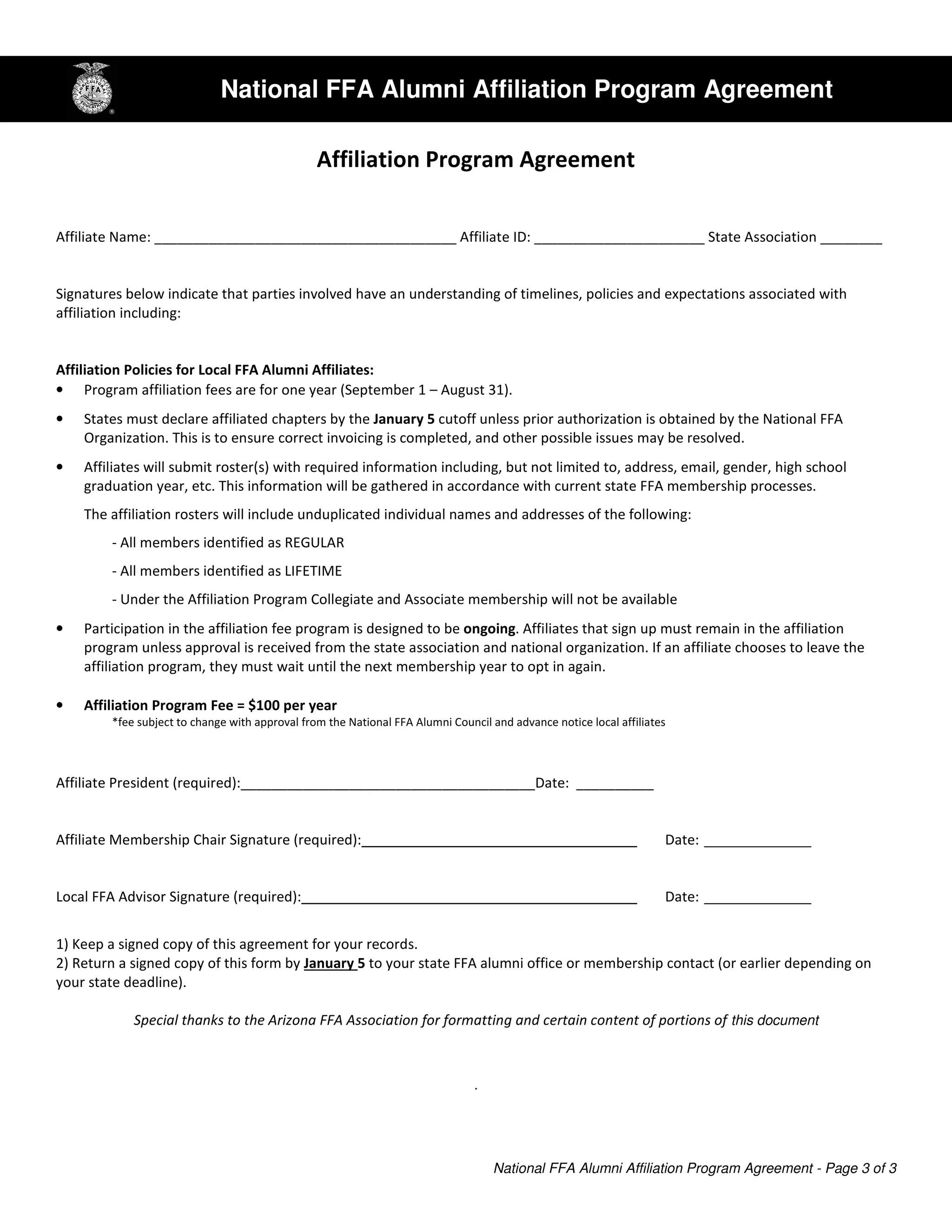 Affiliation program agreement | PDF