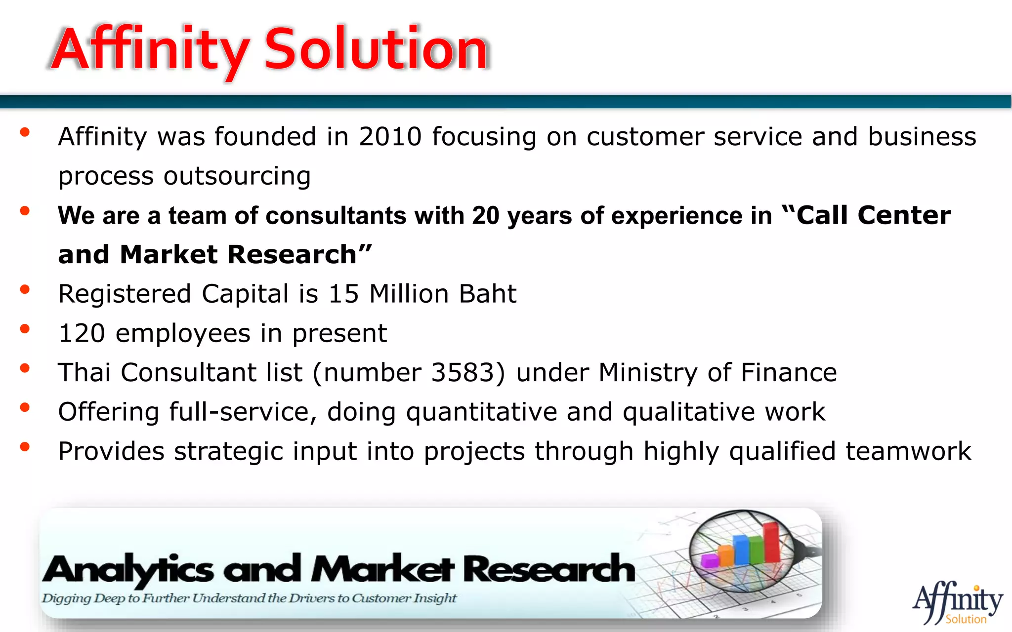 Market Research, Survey Thailand, Affinity Solution | PPT