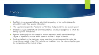 Affinity Chromatography. principle, instrumentation | PPTX