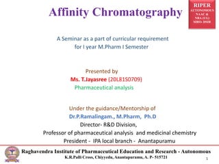 Affinity Chromatography. | PPTX