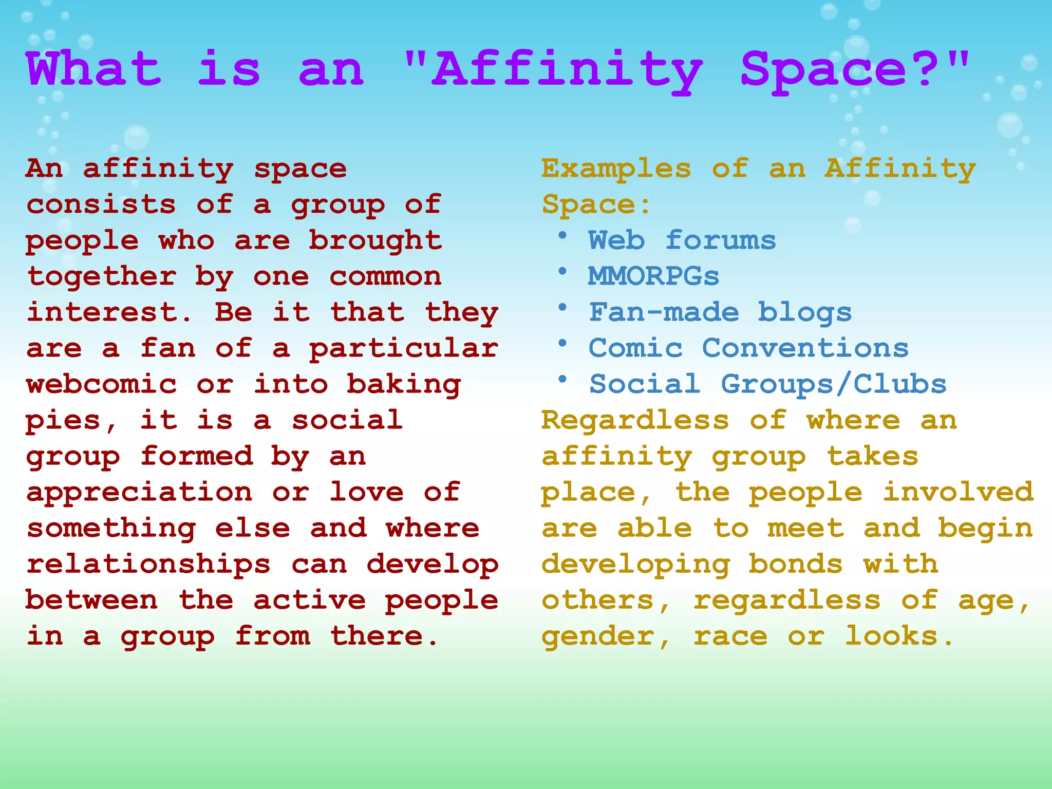 Affinity spaces | PPT
