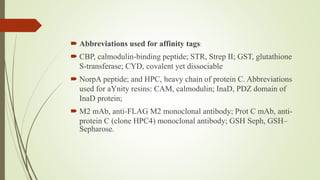 Protein and peptide affinity tags | PPTX | Chemistry | Science