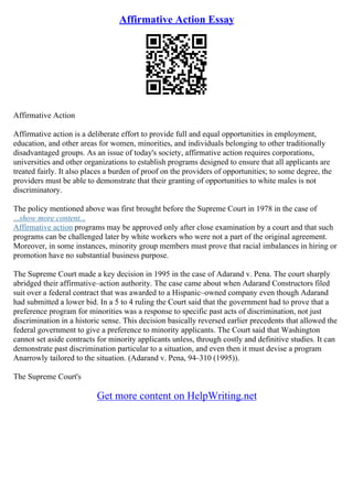 Affirmative Action Essays | PDF