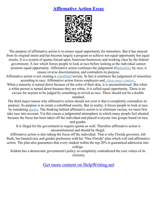 Affirmative Action Essays | PDF