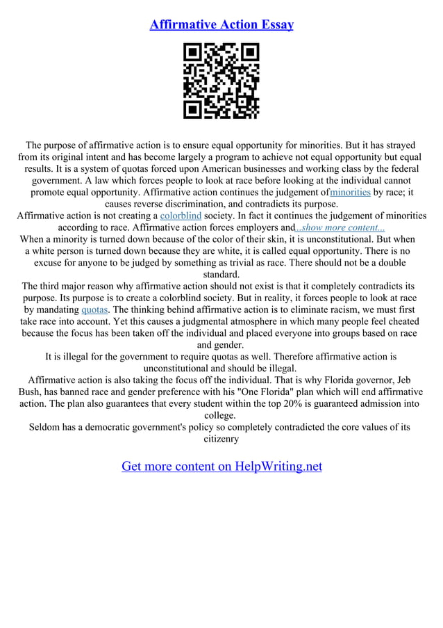 Affirmative Action Essays | PDF