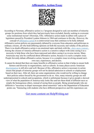Affirmative Action Essays | PDF
