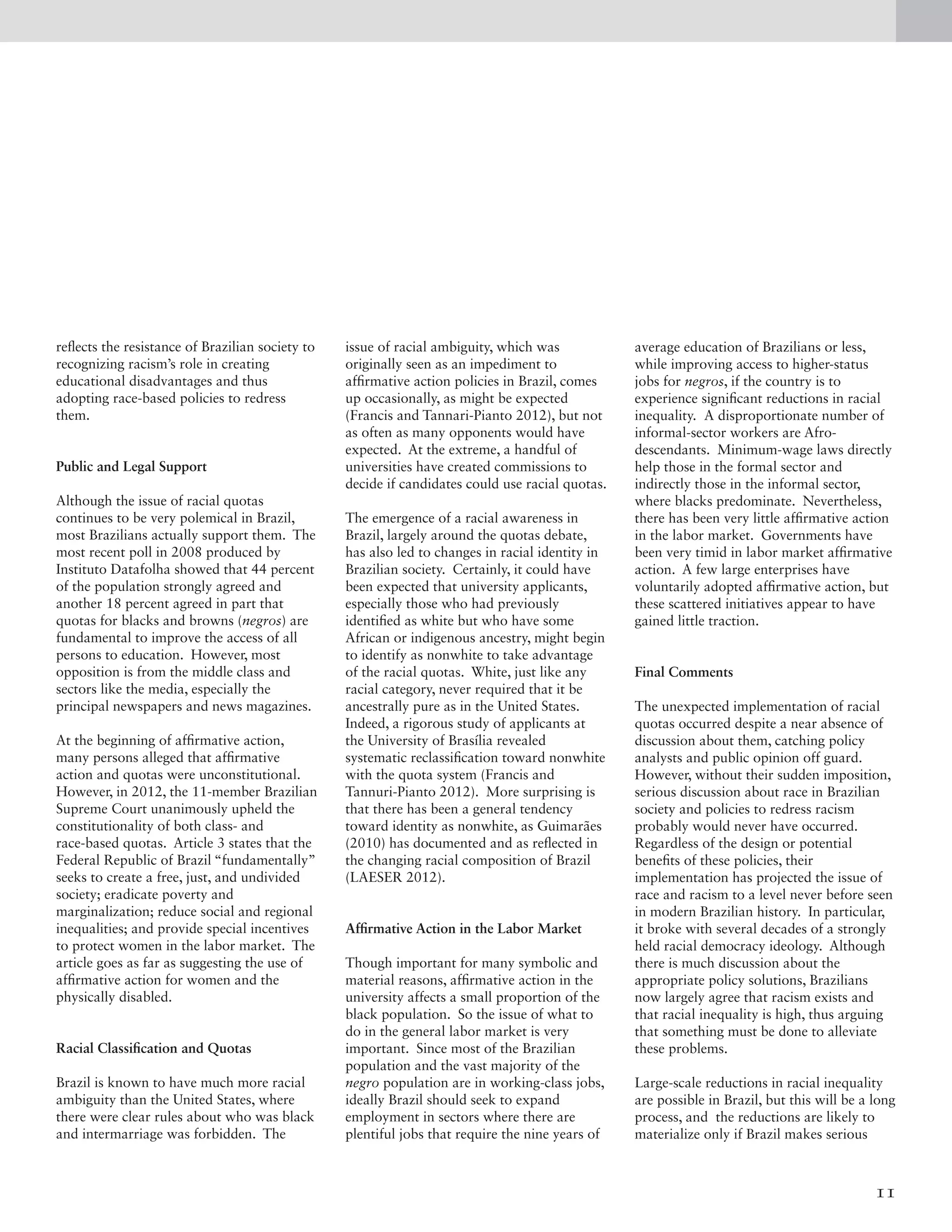 Affirmative action in brazil | PDF