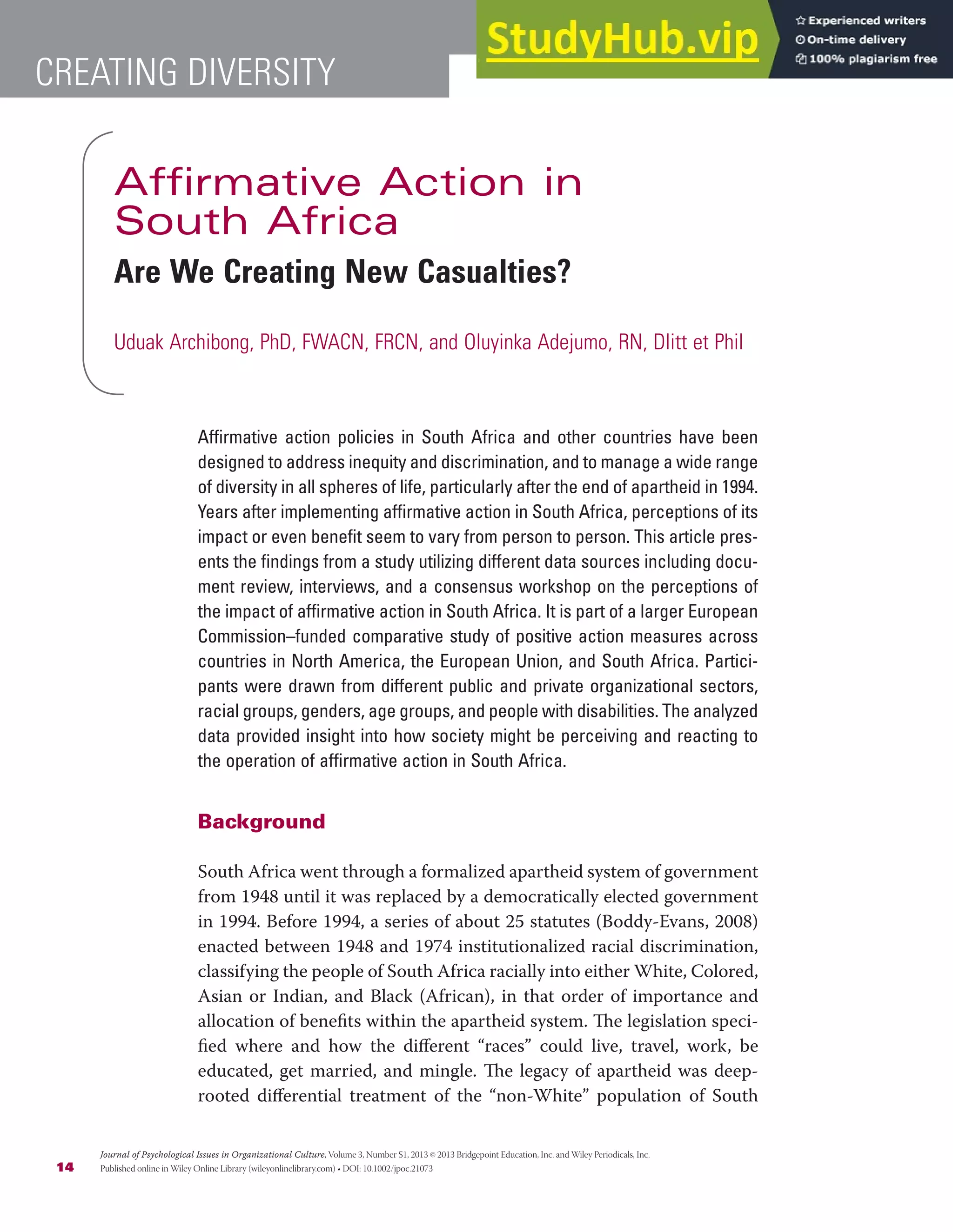 Affirmative Action In South Africa | PDF