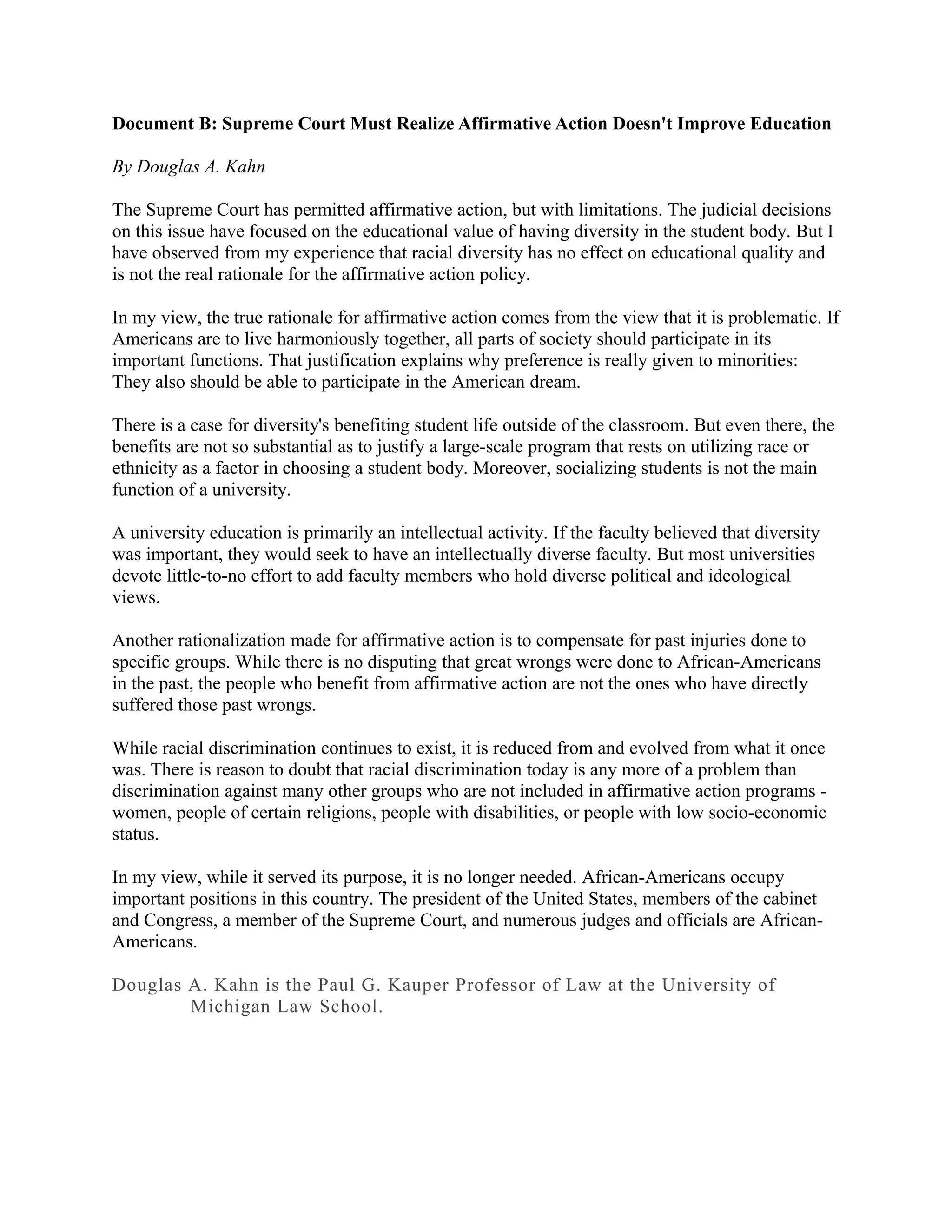 Affirmative action perspectives documents | DOC