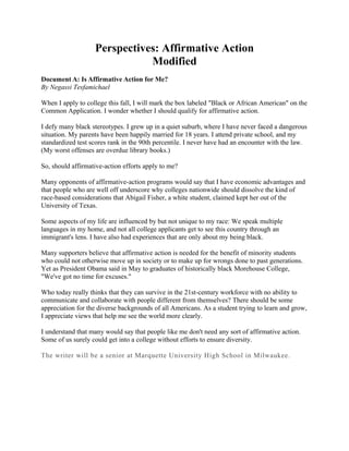 Affirmative action perspectives documents | DOC