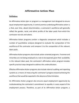 Affirmative action plan | DOCX