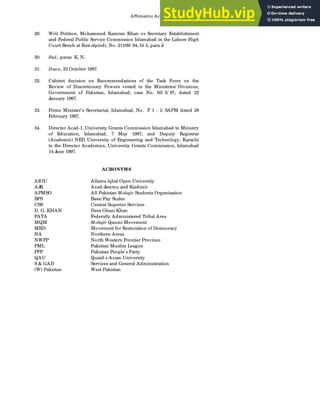Affirmative Action Policies In Pakistan | PDF