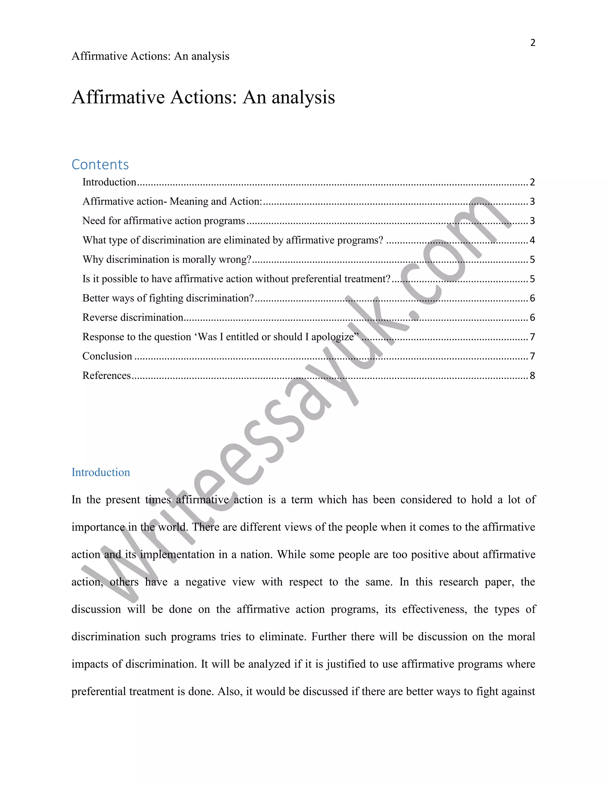 Affirmative actions: an analysis | PDF