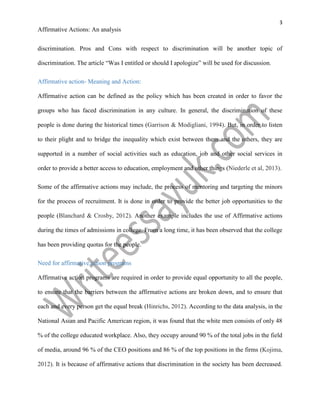 Affirmative actions: an analysis | PDF