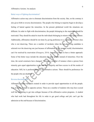 Affirmative actions: an analysis | PDF