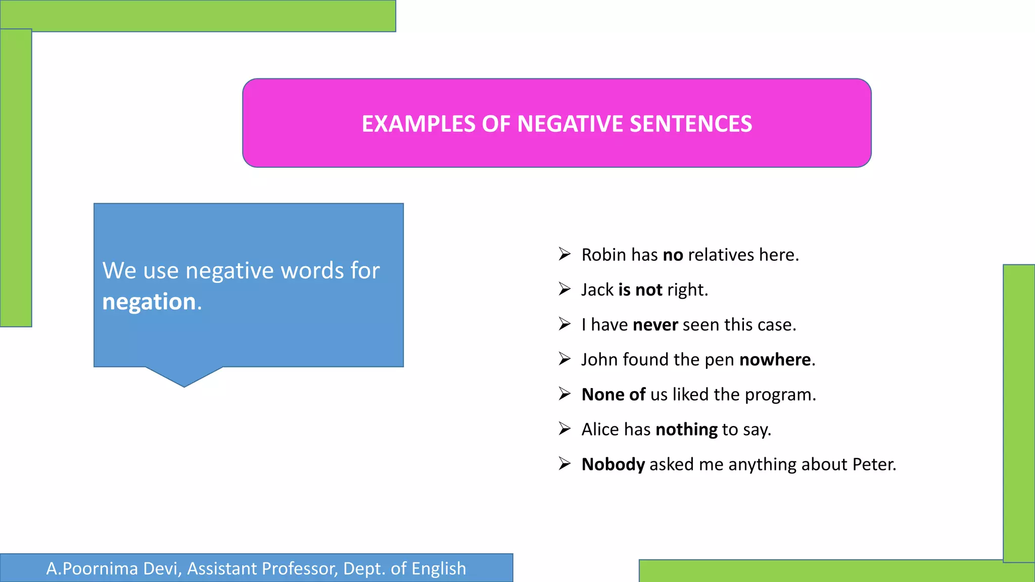 Affirmative and negative sentences | PPTX